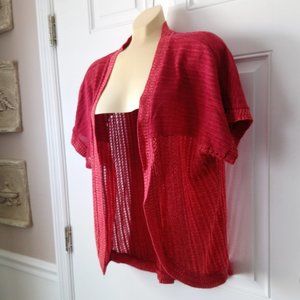 212 Collection | Sweaters | 22 Woman Coral Crocheted Open Front ...